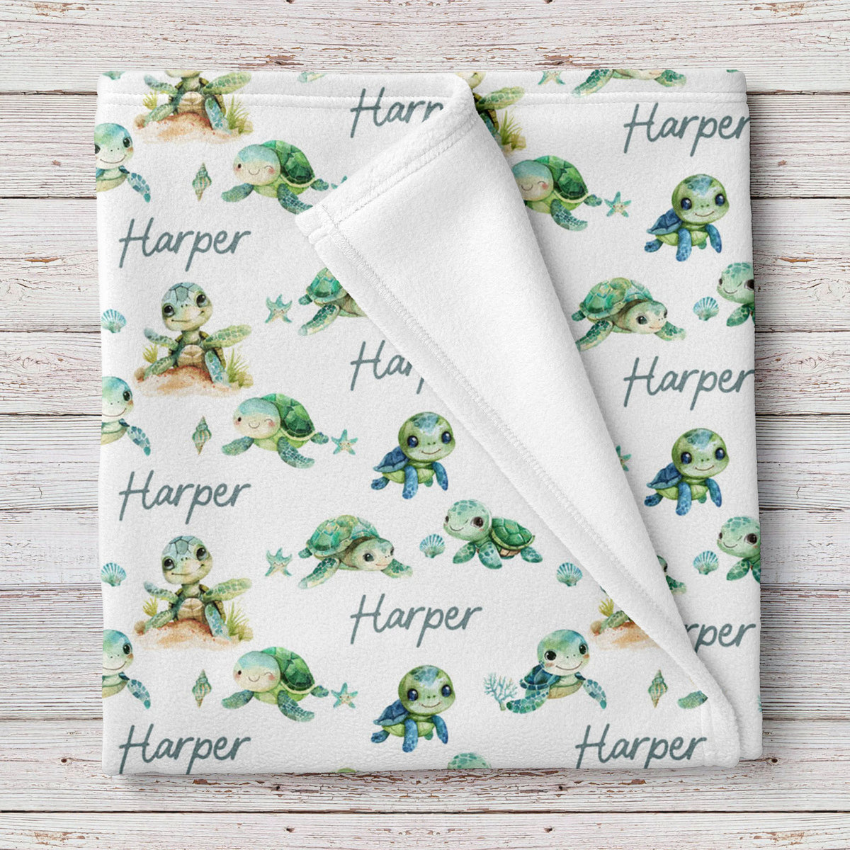 Sea turtle personalized baby blanket – Stork Wares
