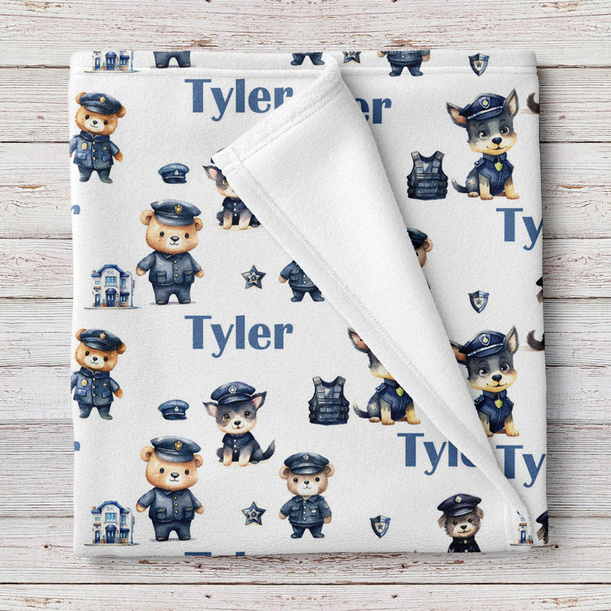 Cute police personalized baby boy blanket – Stork Wares