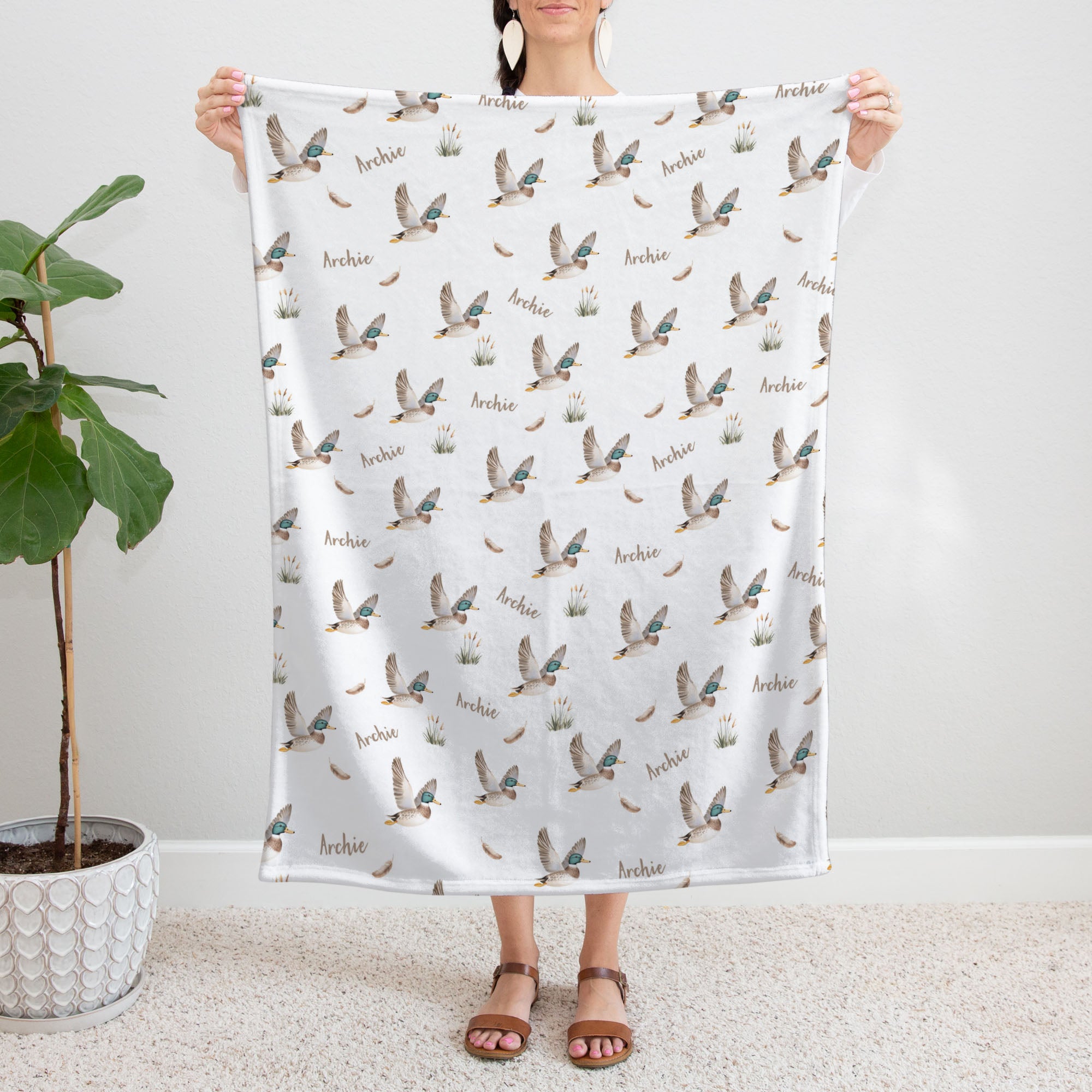 Mallard Duck in flight personalized baby blanket – Stork Wares