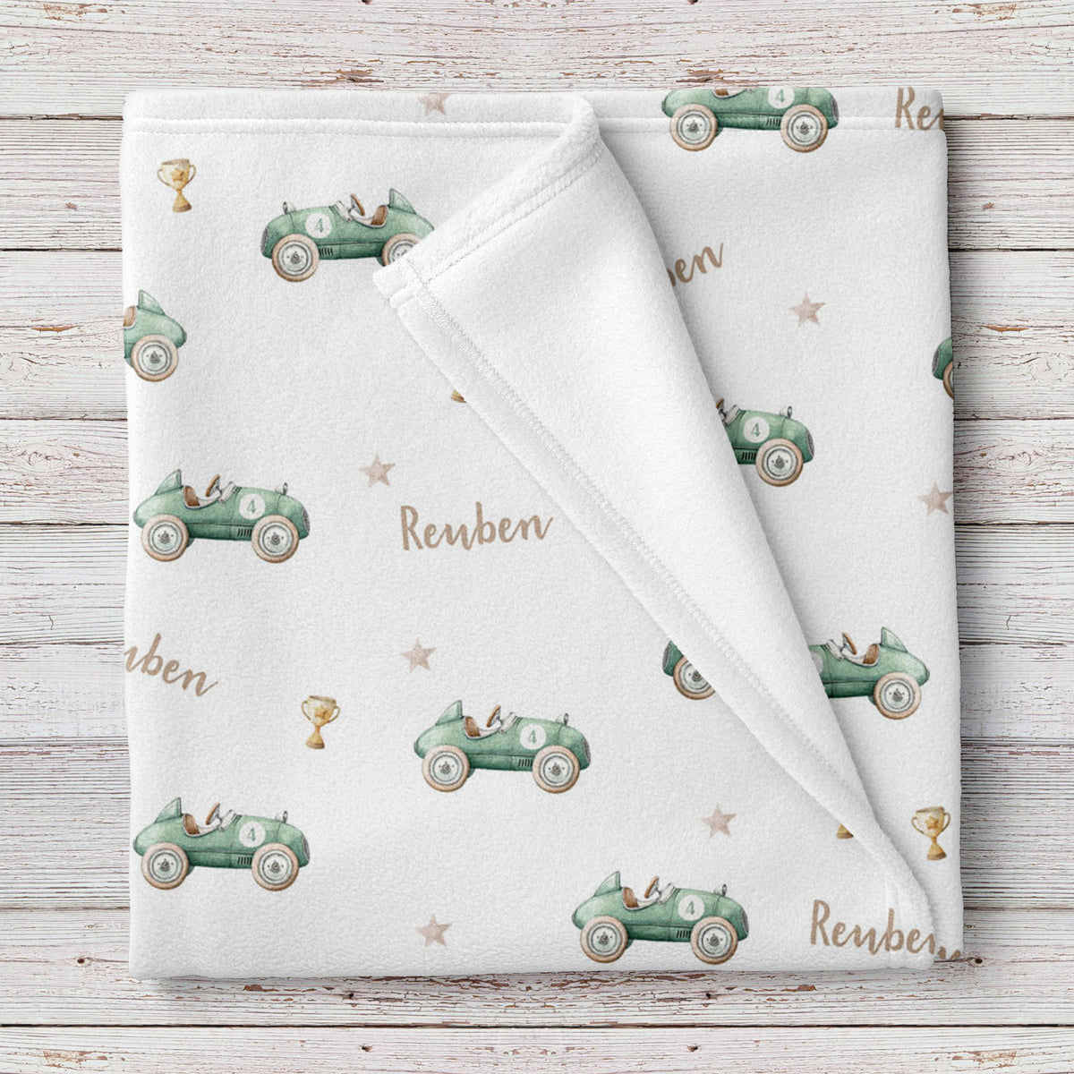 Green racing cars personalized baby blanket – Stork Wares