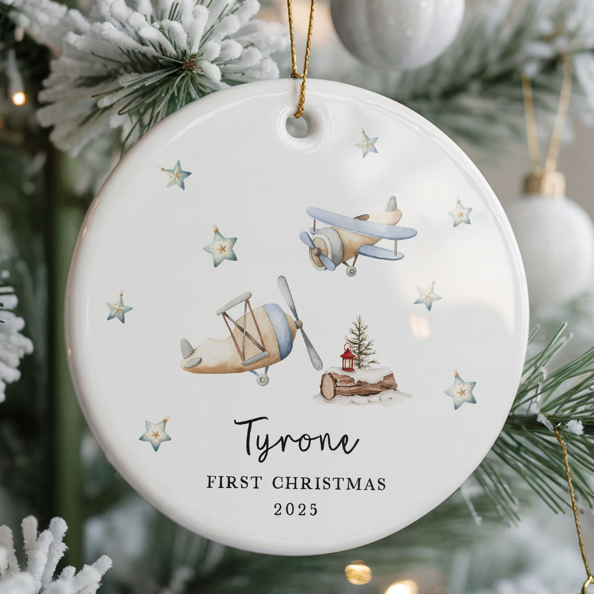 Baby's First Christmas Ornament, Flying Planes – Stork Wares