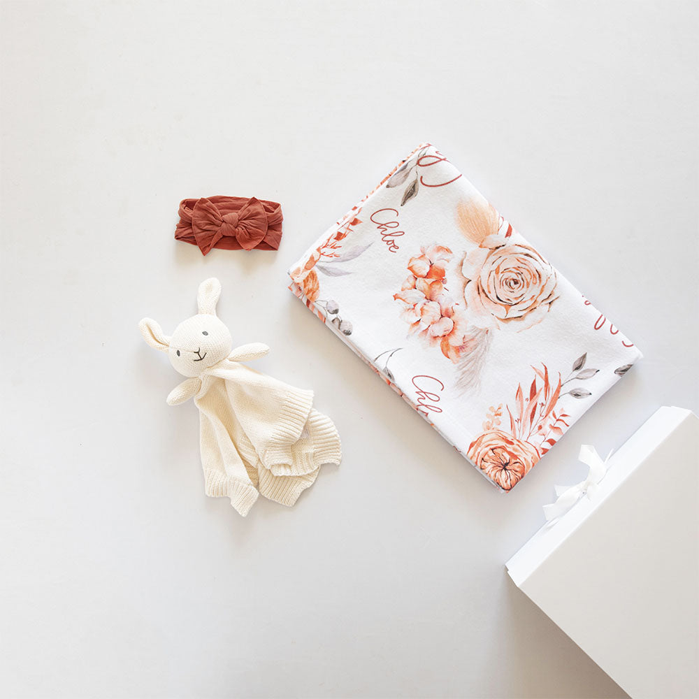 Caramel Boho Floral Cuddles Baby Gift Box – Stork Wares